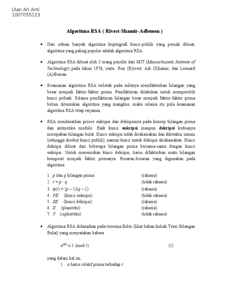 Algoritma RSA | PDF