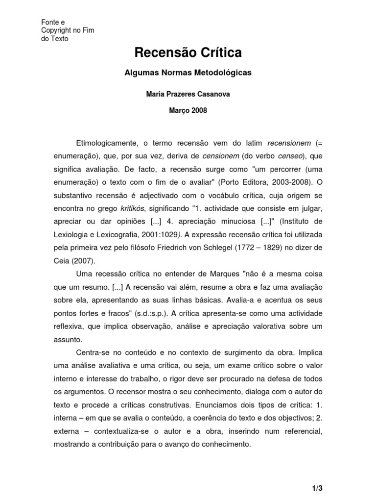 Recensão Critica | Autor | Idiomas