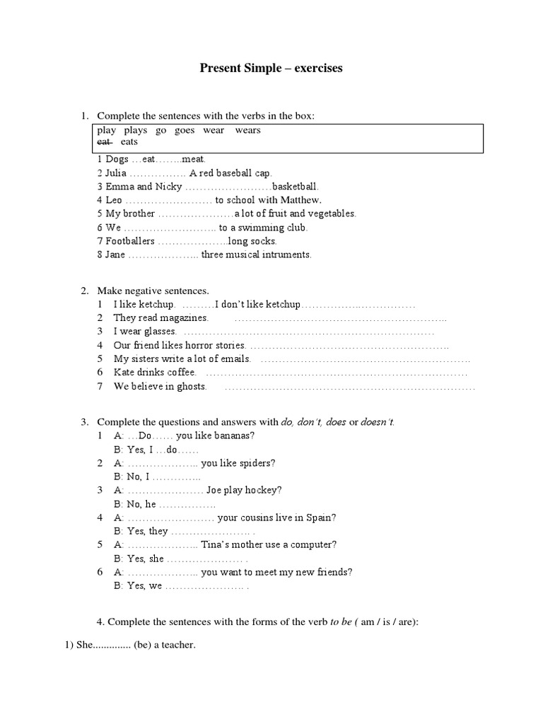 Present Simple - Exercises | PDF