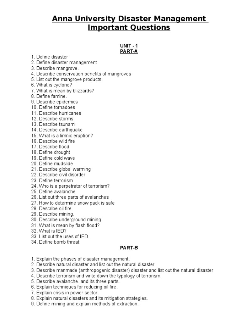 Key Questions in Disaster Management | PDF | Natural Disasters ...