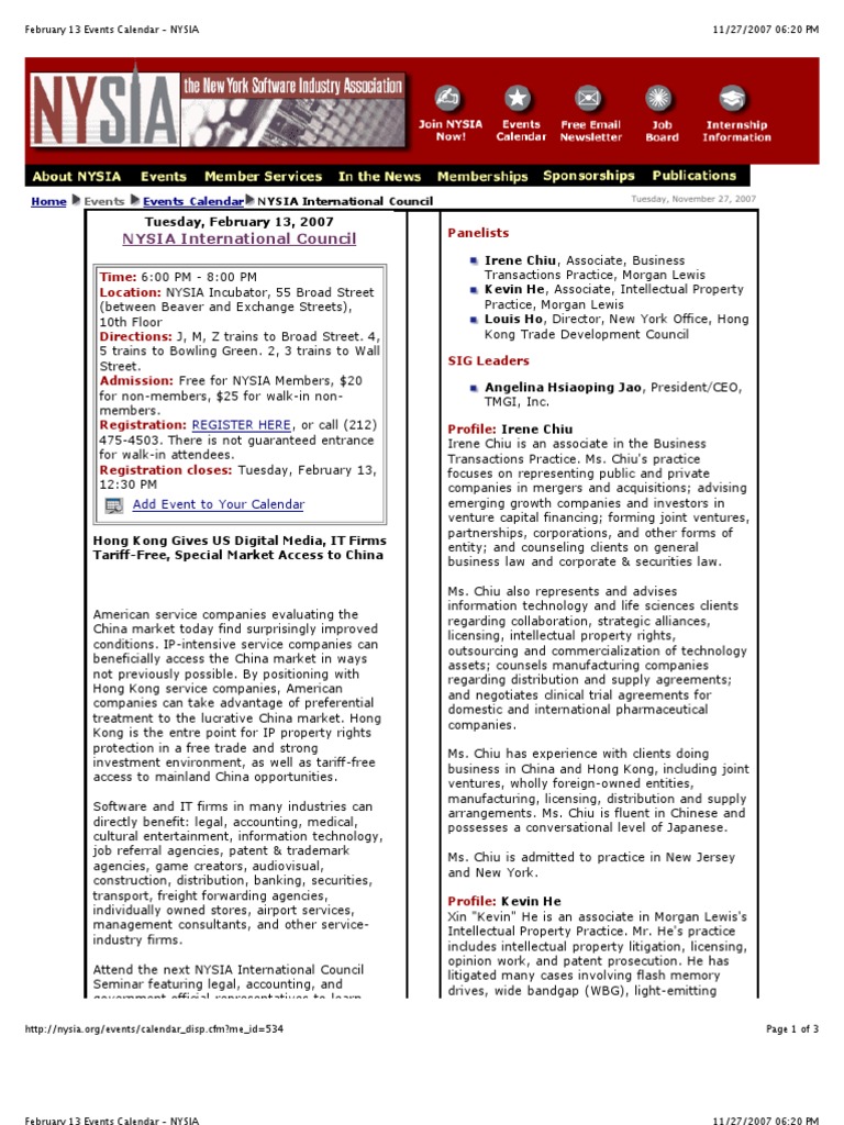 NYSIA Event: Hong Kong Market Access | PDF | Intellectual Property ...