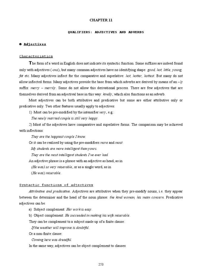 11. Qualifiers - Adjectives and Adverbs | Adjective | Adverb