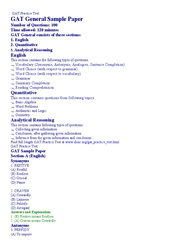 GAT Practice Test | PDF | Tsunami | Oceanography