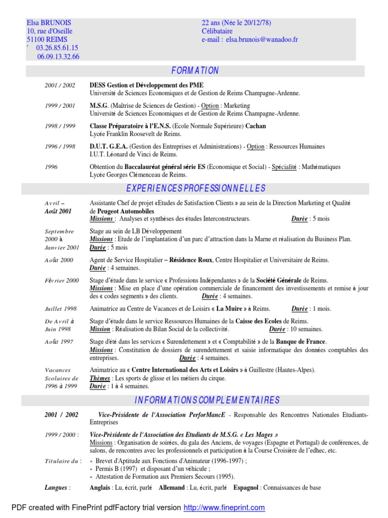 CV Elsa | PDF | Business | Économie