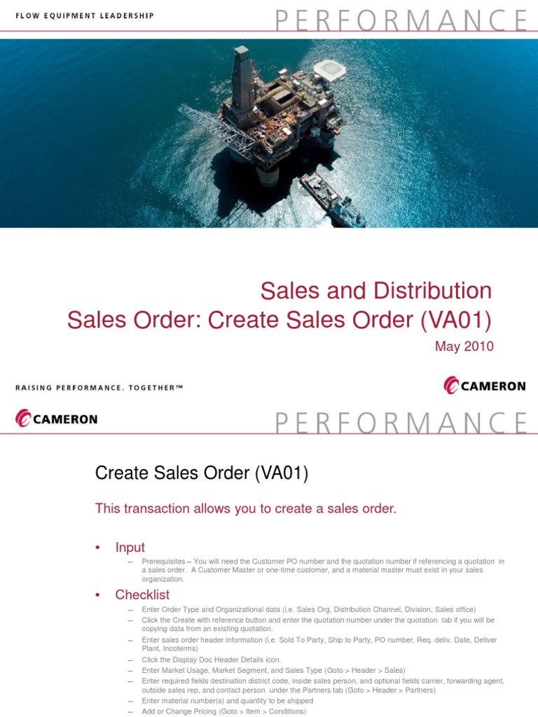 Sales and Distribution Sales Order - Create Sales Order VA01 | PDF ...