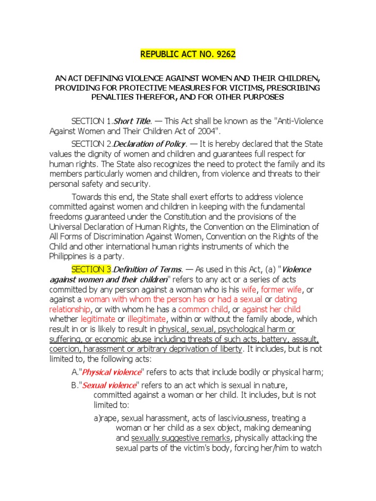 Ra 9262 1 | PDF | Restraining Order | Victimology