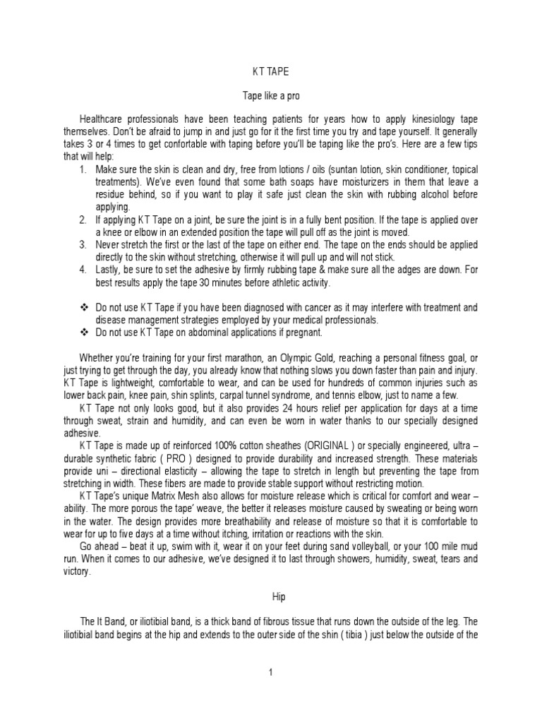 KT TAPE English Instructions | PDF | Knee | Foot