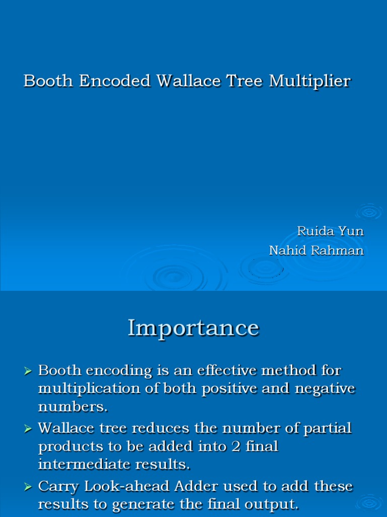 Booth Wallace Multiplier | PDF | Multiplication | Computer Architecture