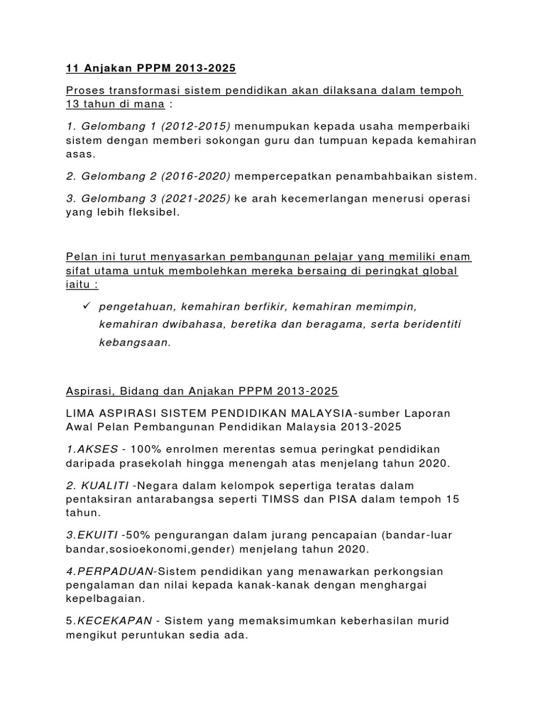 11 Anjakan PPPM 2013 | PDF