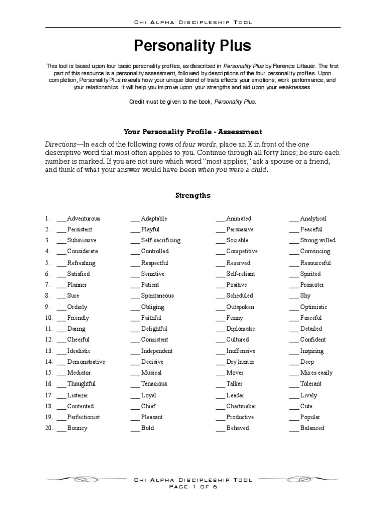 Personality Plus Tests | PDF | Psychological Concepts | Behavioural ...