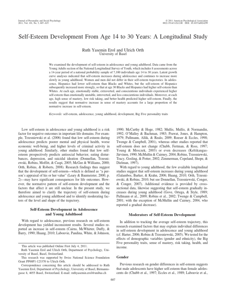Self Esteem Development From Age 14 To 30 | PDF | Self Esteem | Extraversion And Introversion