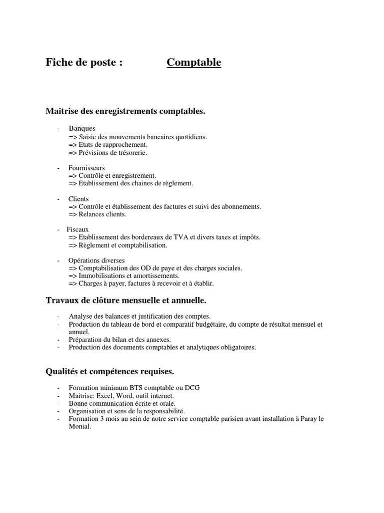 Fiche de Poste Comptable | PDF