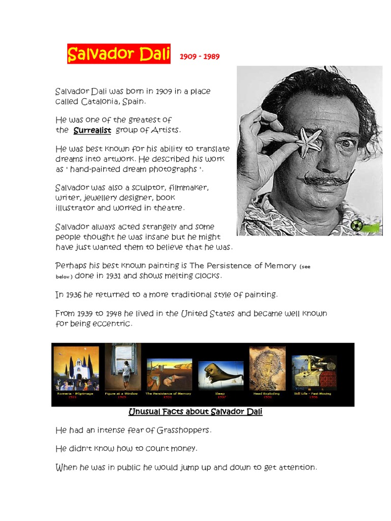 Salvador Dali Biography | PDF