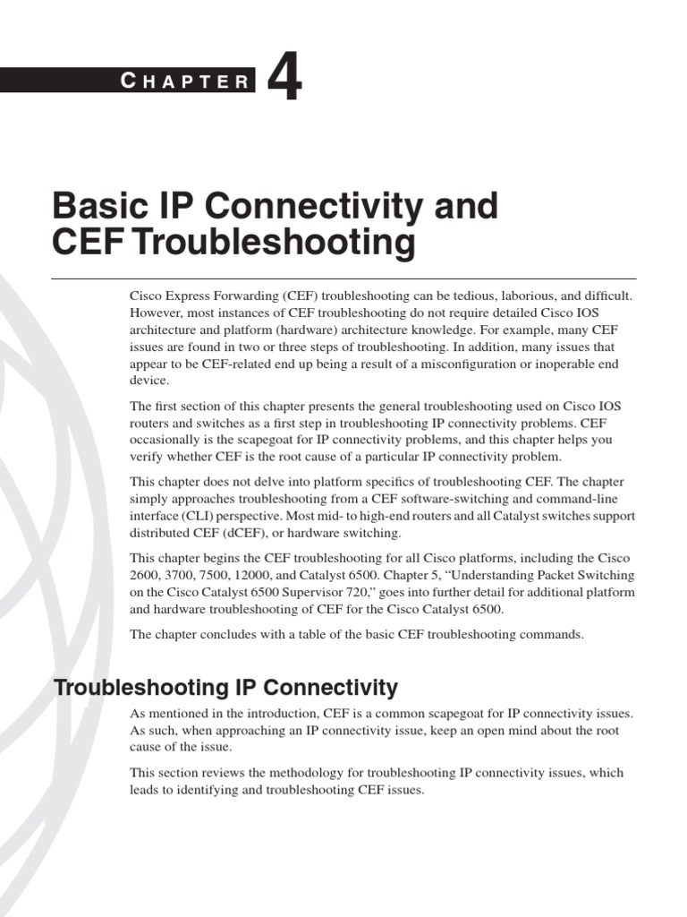 Basic IP Connectivity and CEF Troubleshooting: Hapter | Download Free ...