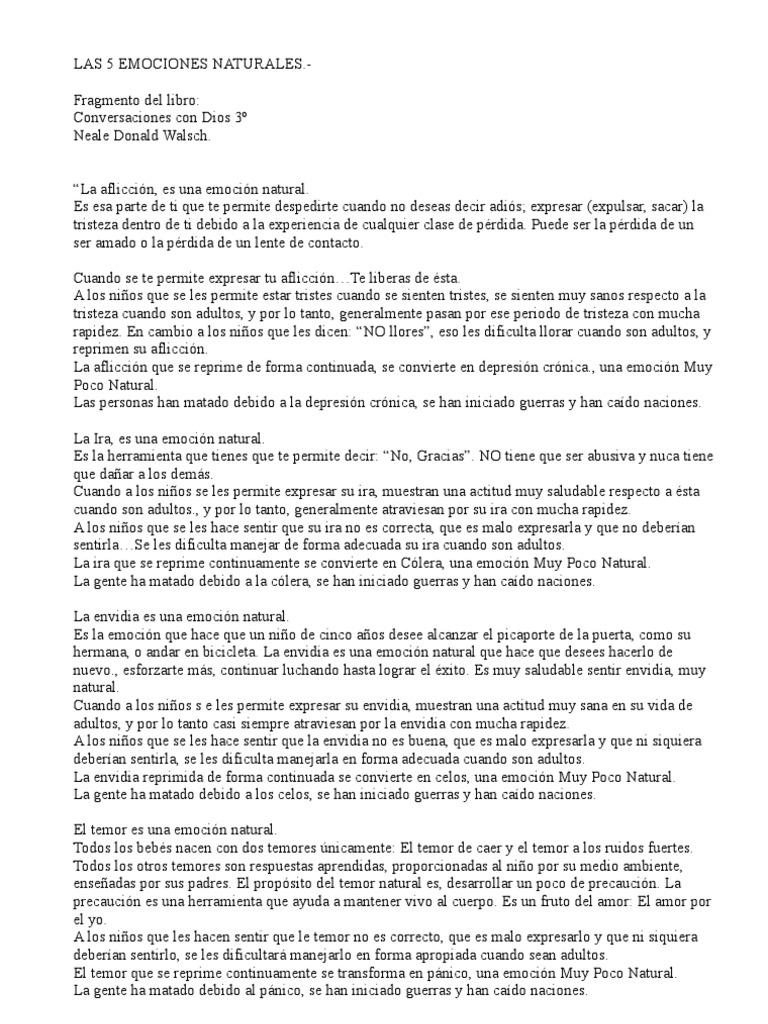 Las 5 Emociones Naturales | PDF | Ira | Amor