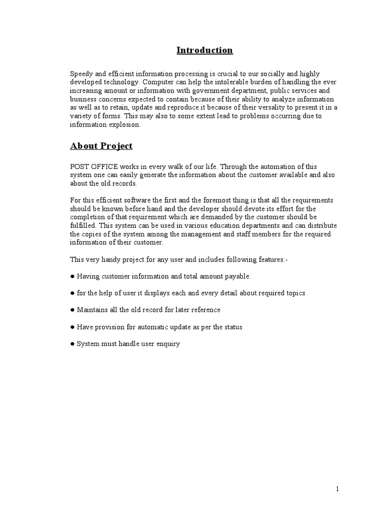 Post Office Management System A Java Project Pdf Inheritance Object Oriented Programming