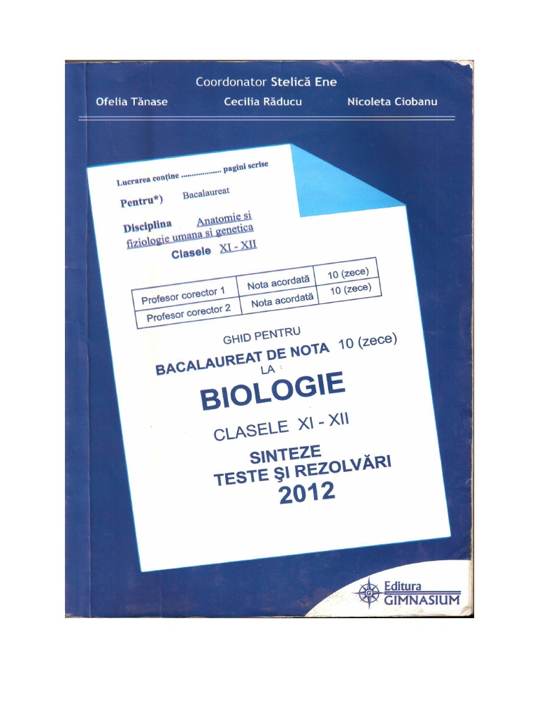Ghid Pentru Bac Biologie (Sinteza CL Xi-Xii) | PDF