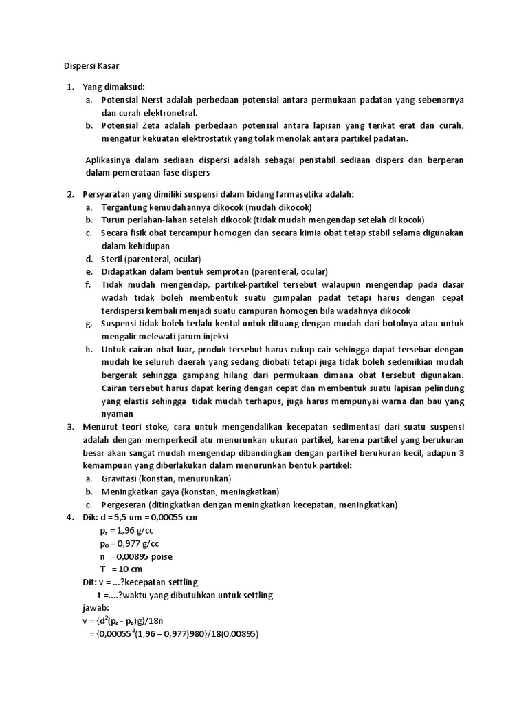 Stabilitas Dispersi Farmasetika | PDF