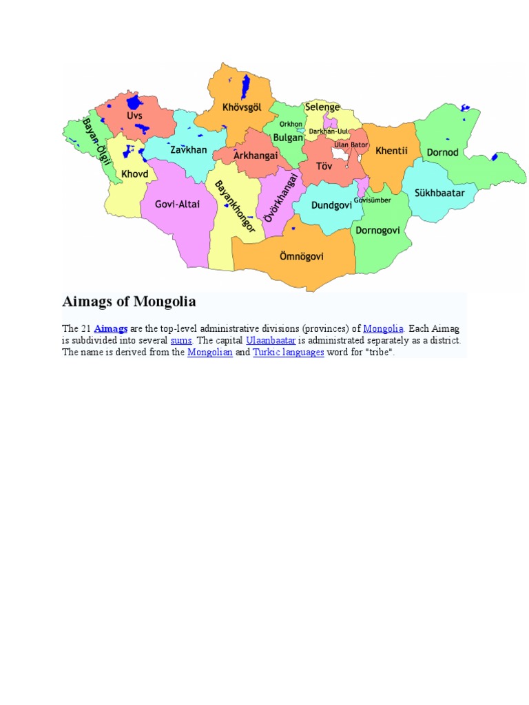 ENG Mongolian Map and Admin History | PDF | Mongolia | Central Asia