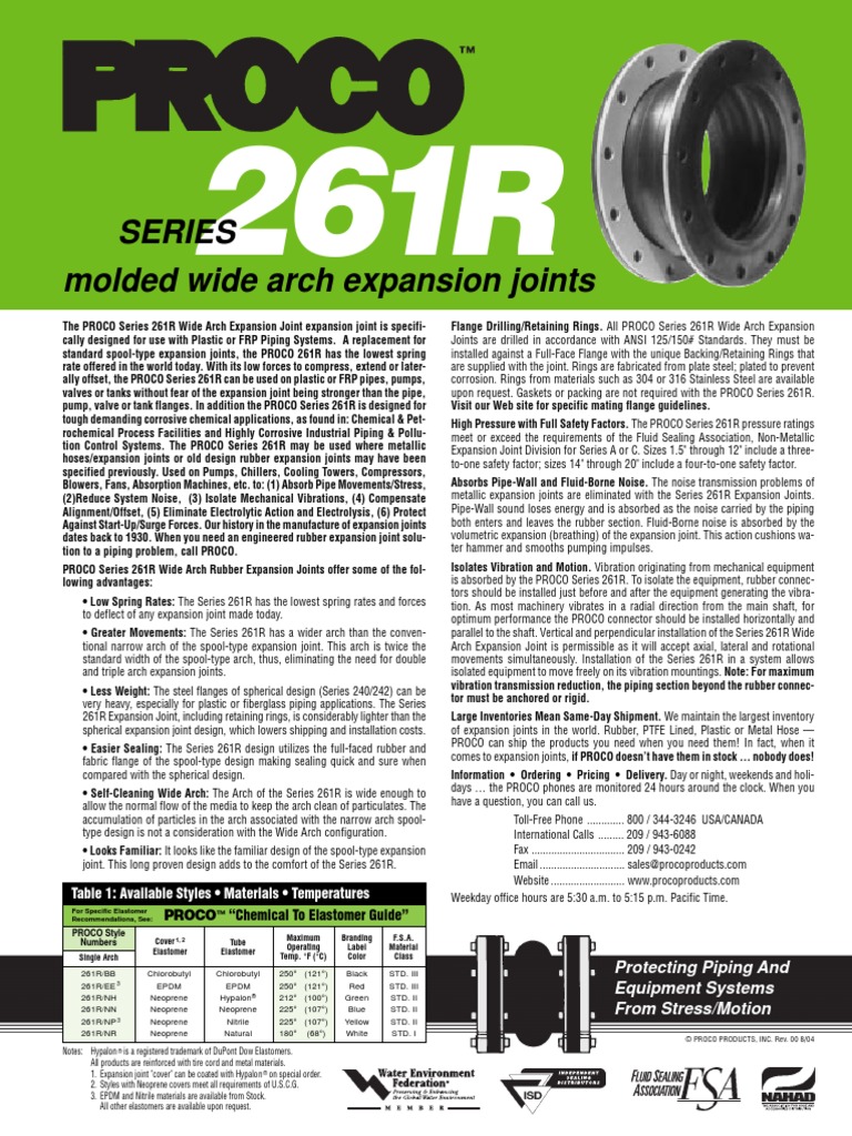 Molded Wide Arch Expansion Joints Series: Proco "Chemical To Elastomer ...