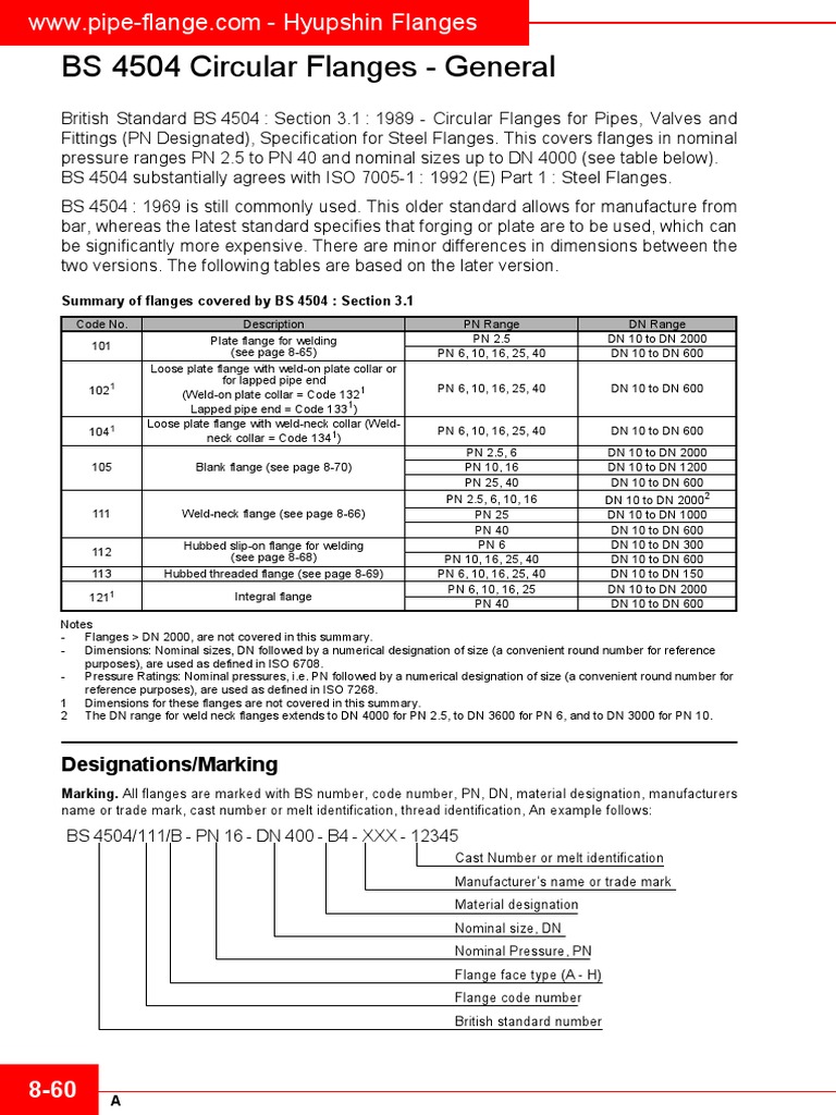 BS 4504 Flange | PDF | Pipe (Fluid Conveyance) | Metalworking