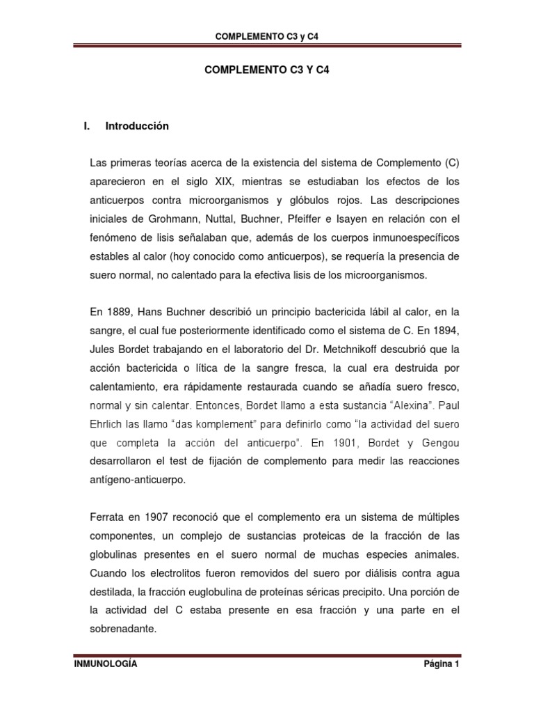 Complemento c3 y c4 Terminado | PDF | Sistema complementario | Inmunología
