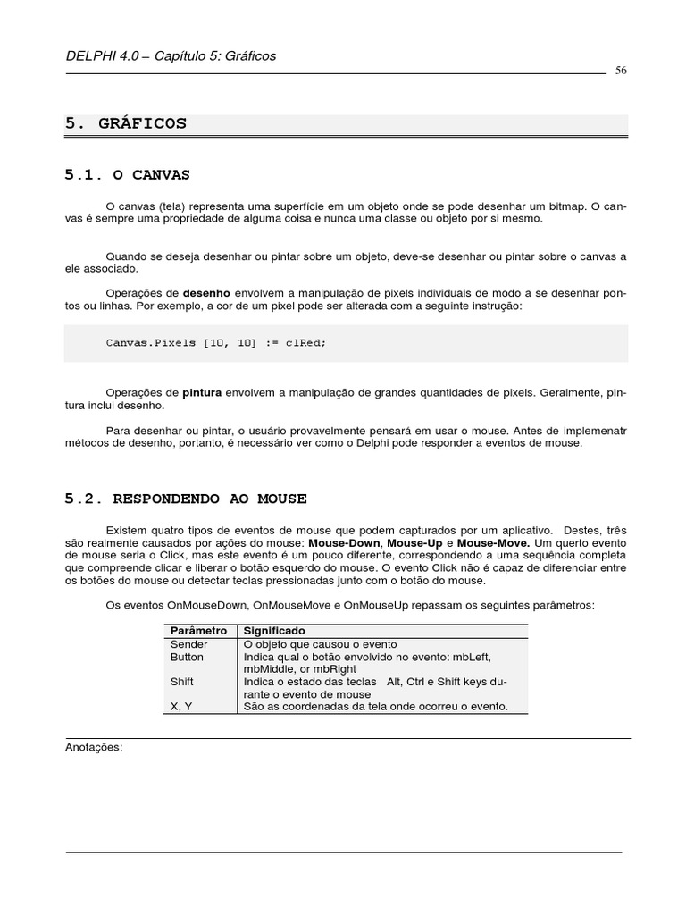 Delphi Canvas | PDF | Desenho | Teclado de computador