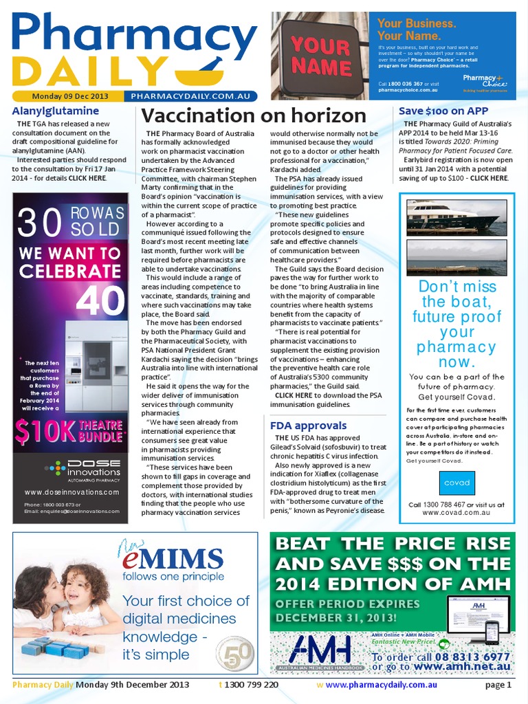 Pharmacy Daily For Mon 09 Dec 2013 - Vaccination On The Horizon ...
