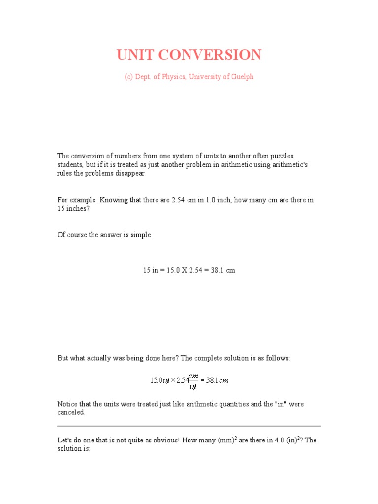 Unit Conversion | PDF | Fraction (Mathematics) | Units Of Measurement