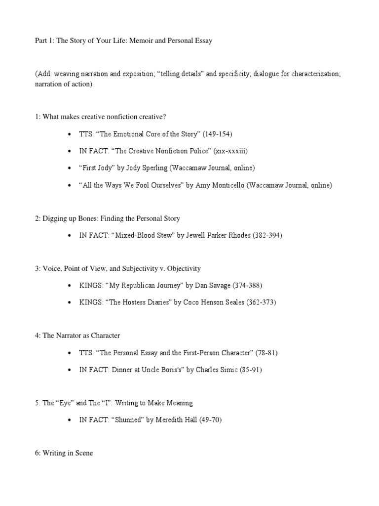 CNF Syllabus | PDF | Creative Nonfiction | Narration