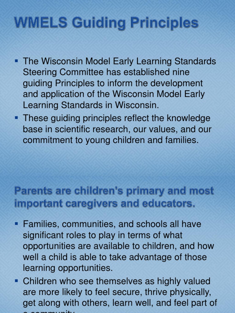 Wmels Guiding Principles | PDF | Child Development | Relationships