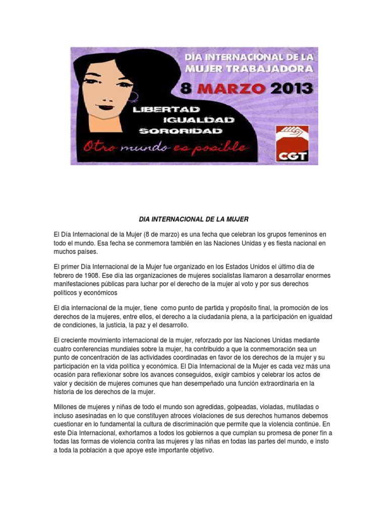 Dia Internacional de La Mujer | PDF