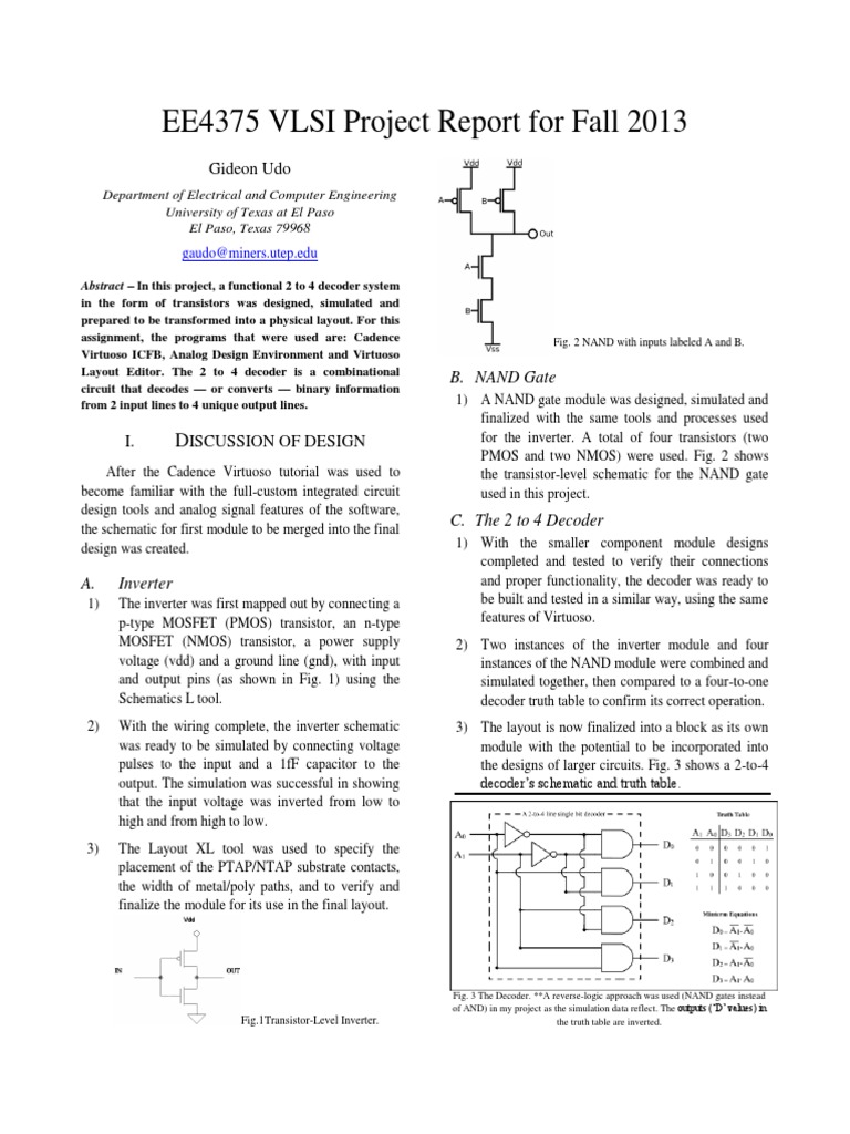 2 to 4 Decoder Design and Layout | PDF | Mosfet | Electronic Circuits