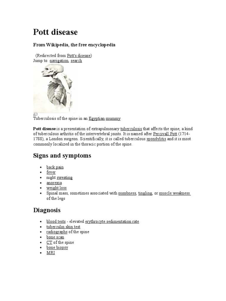 Pott Disease | PDF | Vertebral Column | Tuberculosis