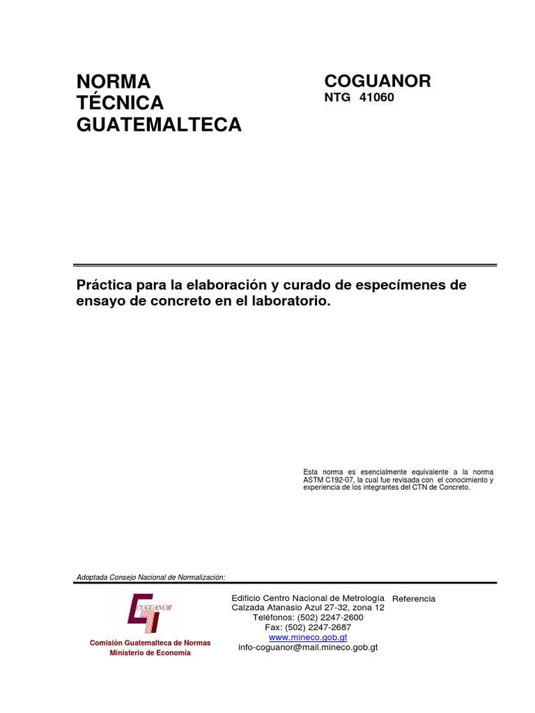 Norma Coguanor NTG 41060 Astm c192 | PDF