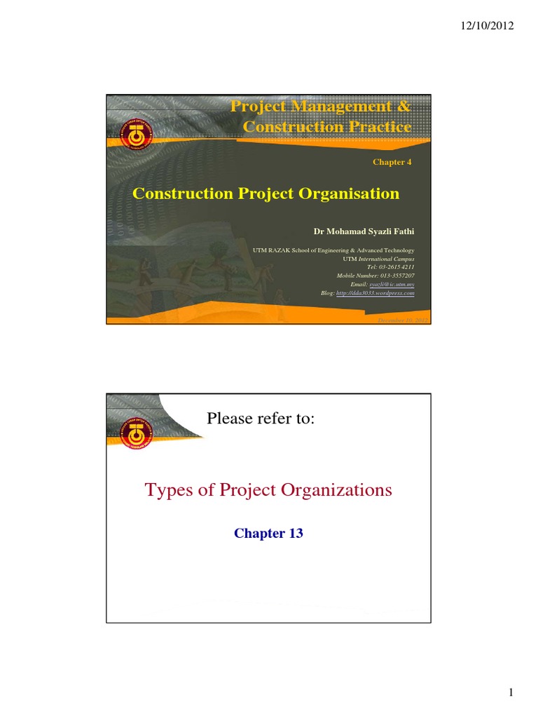 Construction Project Organization | PDF | Project Manager ...