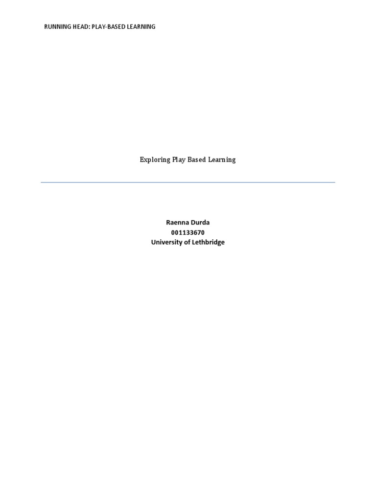 Exploring Play Based Learning | PDF | Learning | Creativity