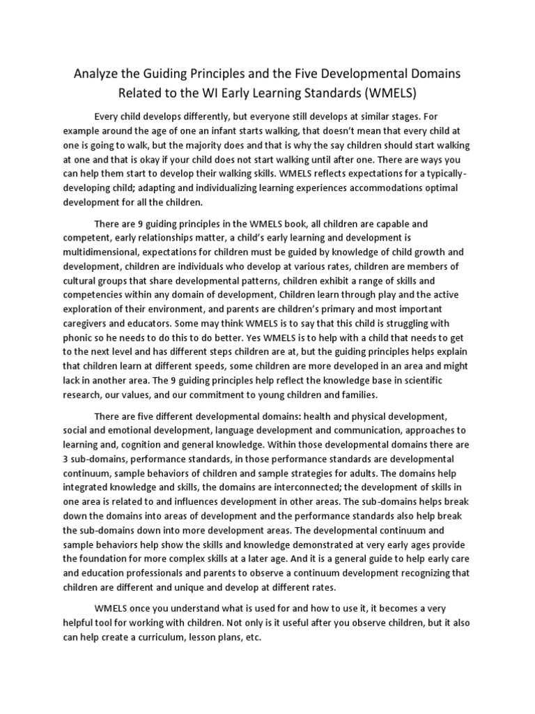 Analyze The Guiding Principals and 5 Devleopmental Domains Related To ...