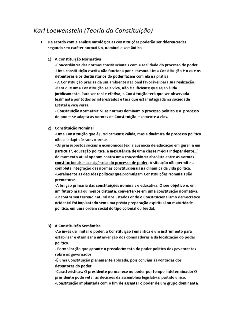 Resumo Karl Loewenstein | PDF | Constituição | Estado