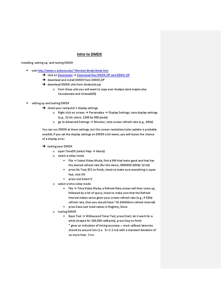 DMDX Tutorial Revised | PDF | Display Resolution | Video