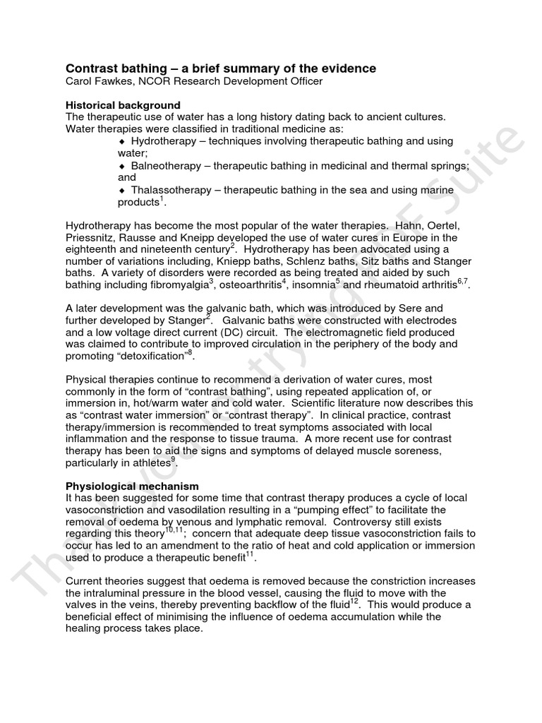Contrast Bathing - A Brief Summary of The Evidence | PDF | Blood Vessel ...