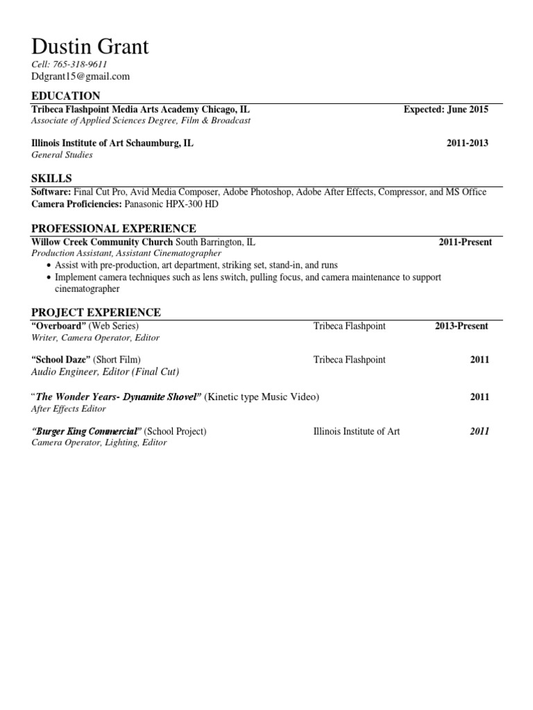 Dustin Grant Resume | PDF