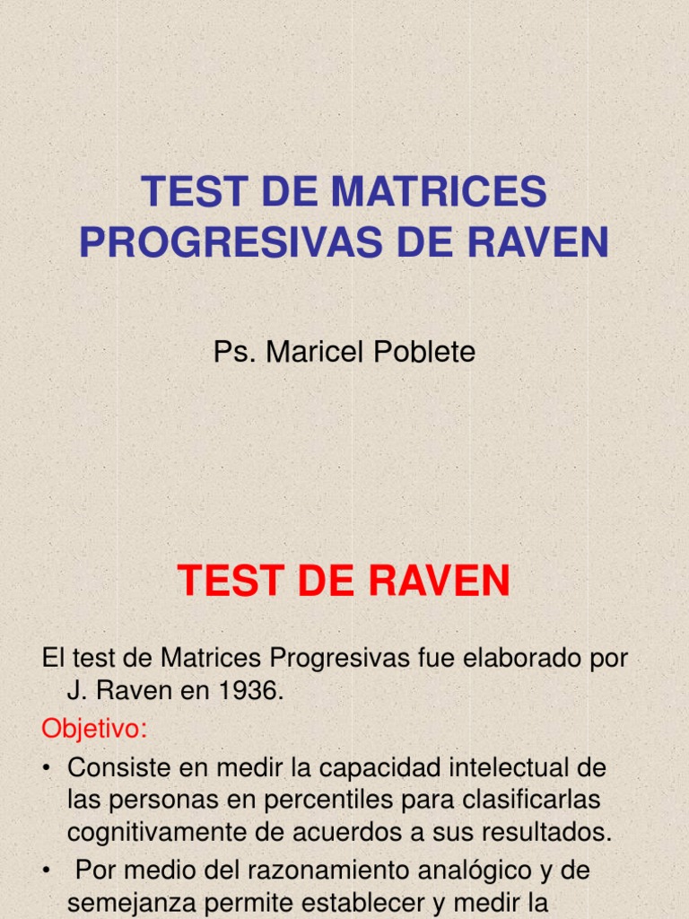 Test de Matrices Progresivas de Raven | PDF | Teoría | Cognición