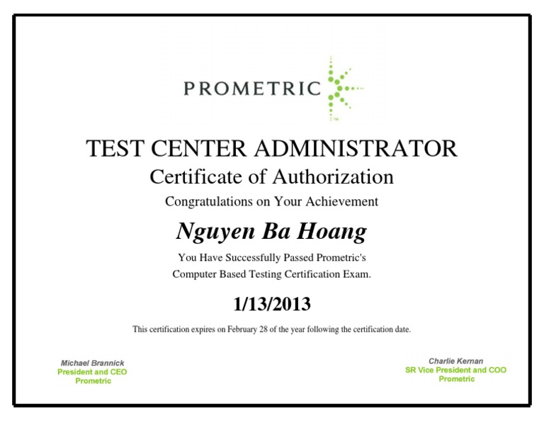 Test Center Admin Certification | PDF