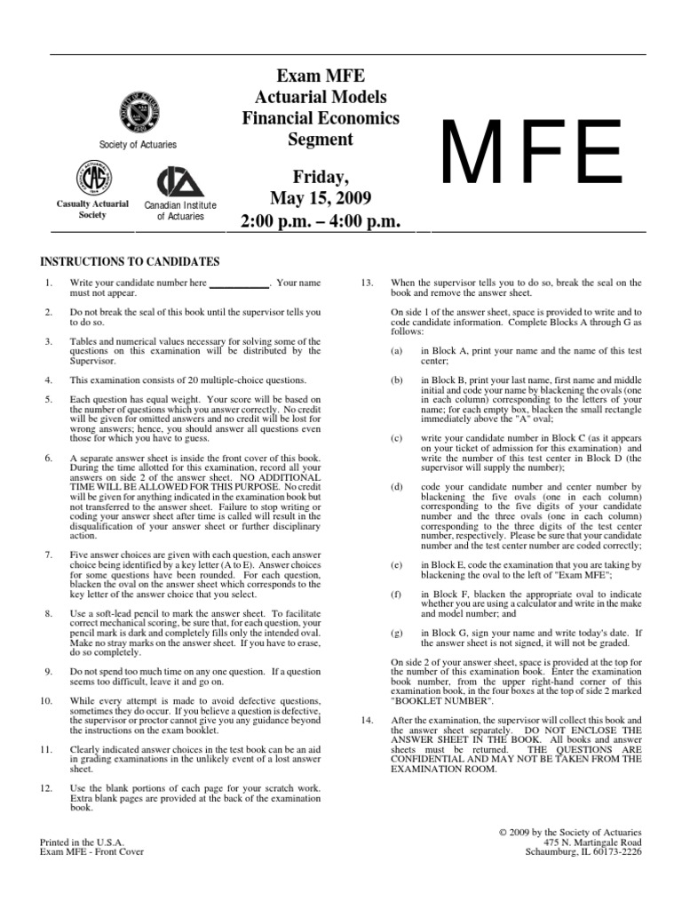 Mfe Exam | PDF