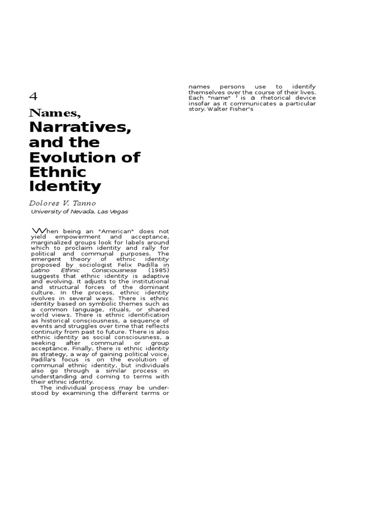 Names, Narratives, and The Evolution of Ethnic Identity | PDF | Ethnic ...