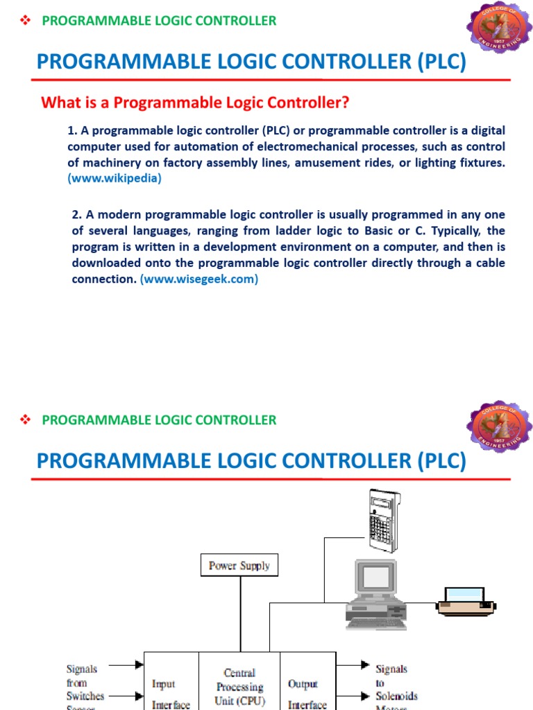 Plc+Lecture | PDF | Programmable Logic Controller | Computer Program
