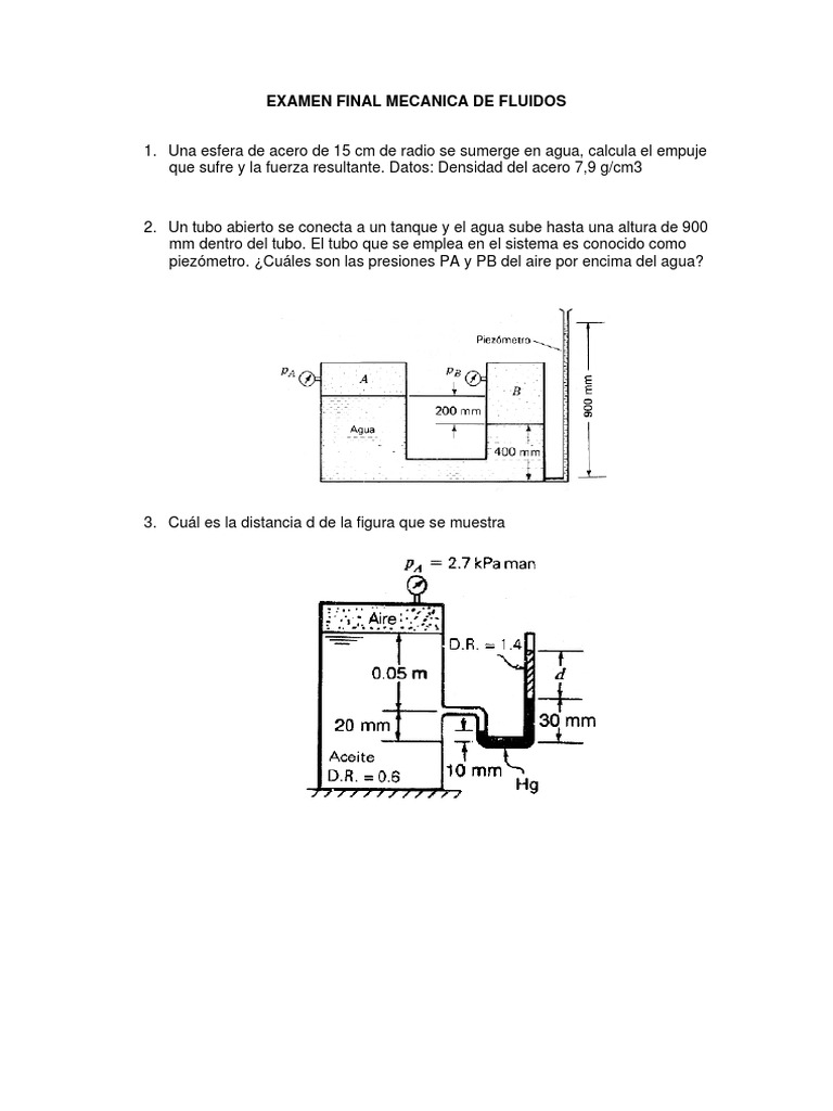 Examen Final Mecanica de Fluidos | PDF