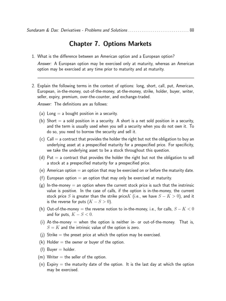 Solutions Options | PDF | Option (Finance) | Moneyness