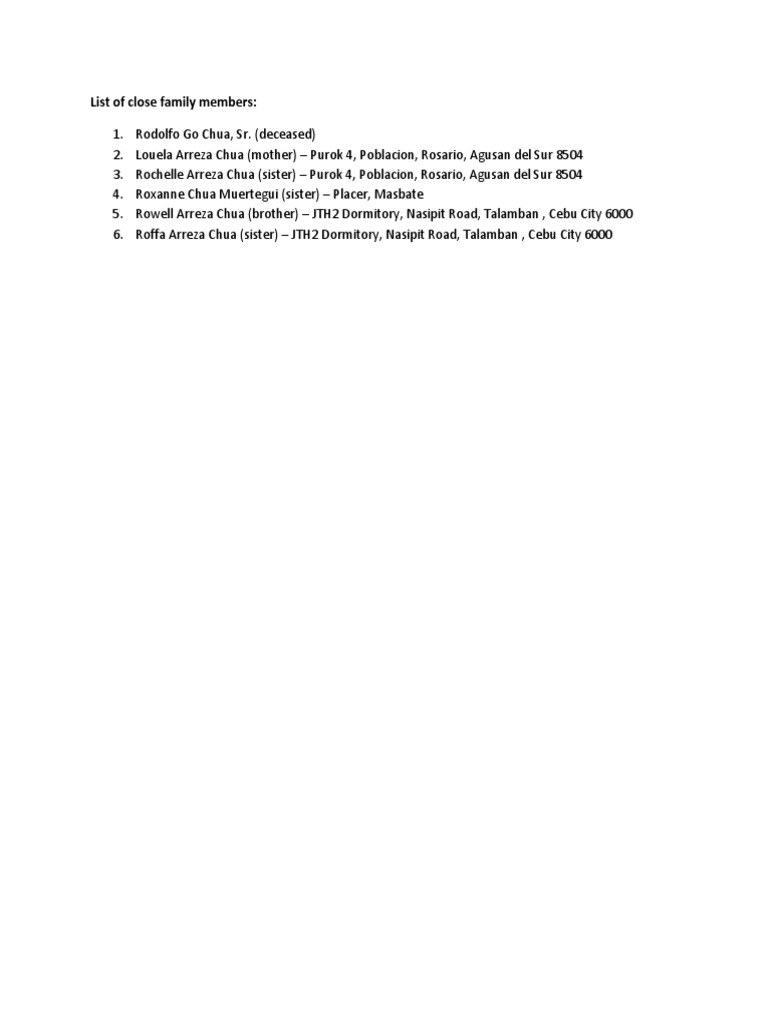 Family Member List | PDF
